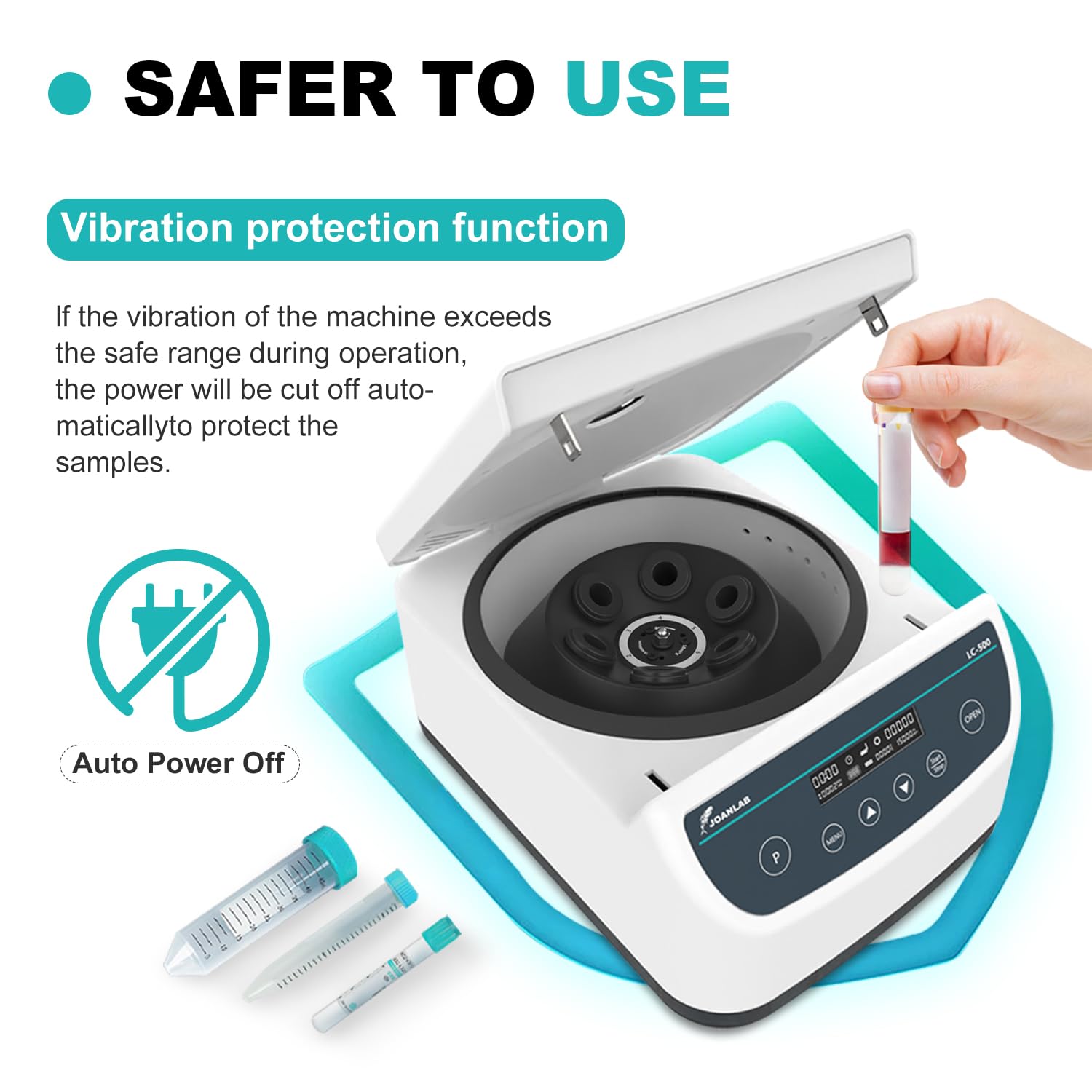 JOANLAB Centrifuge Machine 2ml/5ml/10ml/15ml/50ml x 6,Low Speed 500-4000rpm,2146xg RCF Lab Benchtop Centrifuges w/Timer