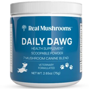 daily dawg mushroom extract powder support - (2.65 oz) bulk mushroom powder supplement & dog vitamins with real mushrooms lion's mane, cordyceps mushroom, turkey tail, reishi & shiitake