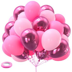 kelfara pink balloons metallic hot pink balloons 60pcs 12inch light pink dark magenta pink latex balloons for grils birthday princess baby shower wedding party supplies decoration