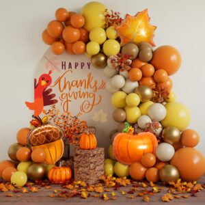 beaumode thanksgiving balloon arch garland kit orange yellow brown balloons 134pcs for fall harvest birthday little pumpkin baby shower fall love bridal shower friendsgiving turkey party decorations