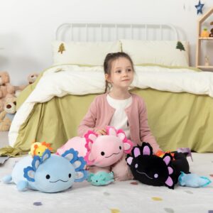 MaoGoLan 4Pcs Giant Axolotl Plush with 3 Babies Inside-23.5" Large Ultra Soft Axolotl Stuffed Animals Throw Pillow-Squishy Plush Collection Gift for Axolotl Lover,Kids,Teens