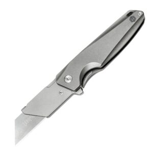 tgzuo titanium folding utility knife with clip mini edc box cutter flipper pocket for outdoor 10pcs carbon steel replacement blades