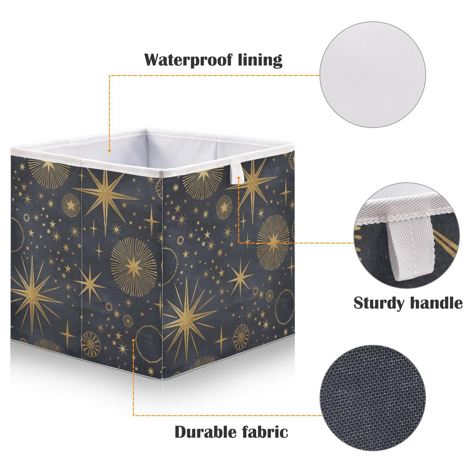 Kigai Celestial Cube Storage Bins - 11x11x11 In Large Foldable Storage Basket Fabric Storage Baskes Organizer for Toys, Books, Shelves, Closet, Home Decor