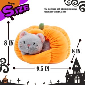 Hopearl Halloween Cat Pumpkin Cave Sufffed Animal 2 in 1 Playset Pet with Pumpkin House Plush Toy Pillow with Separable Kitty Gift for Kids, 9.5''