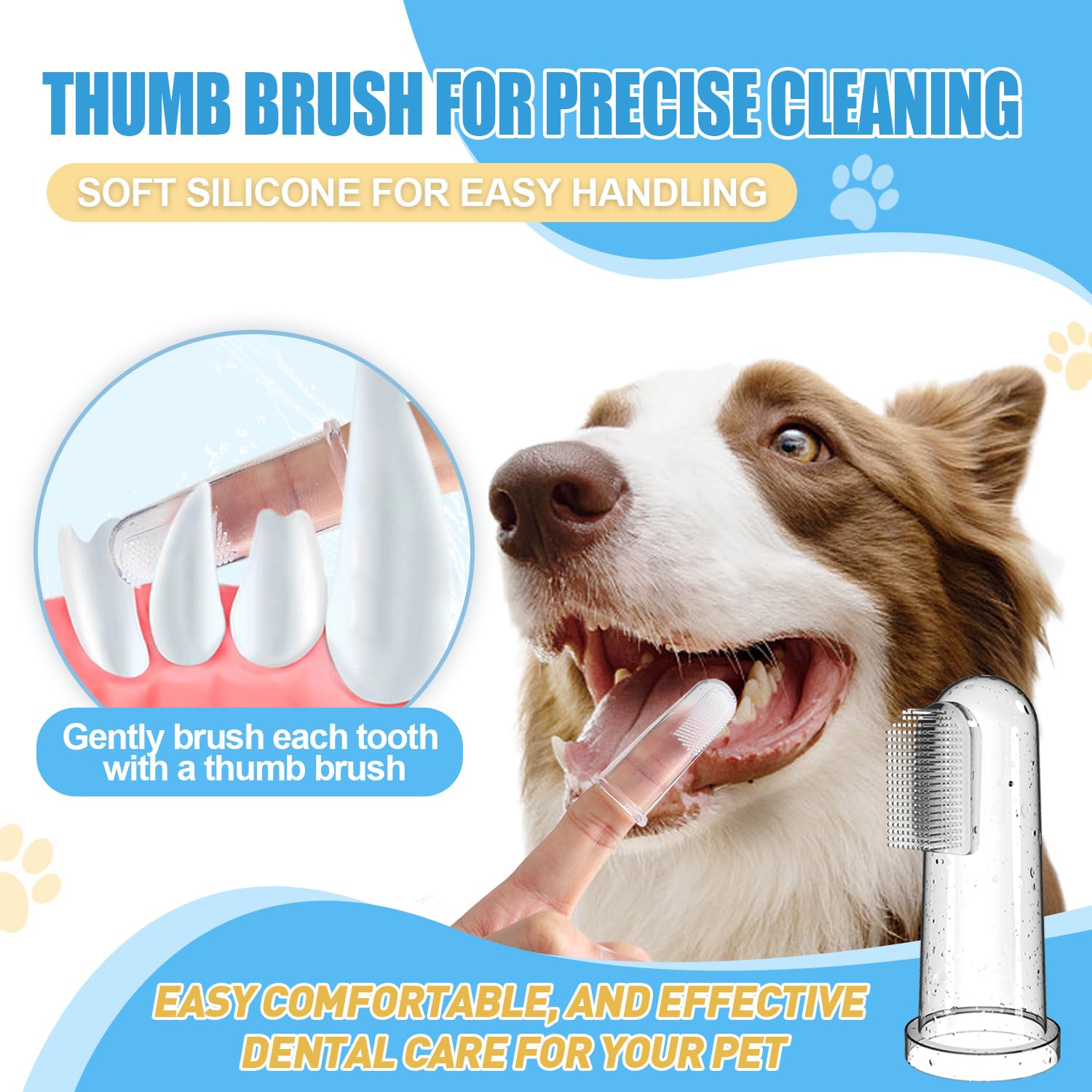 VVHOMIFE Cat Toothbrush Kit, Dog Toothbrush Kit, Suitable for All Cats and Dogs Dental Care. White, Soft Bristles, Meet All Cleaning Needs, Multi-Functional Dental Cleaning (S-Rounded)