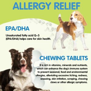 Dog Allergy Relief Chews for All Ages All Breeds - cgify 120 Soft Chews for Dog Itch Relief, Immune Chews, Skin & Coat Supplement, Omega 3 Fish Oil Probiotics for Dogs (Chicken Flavored)