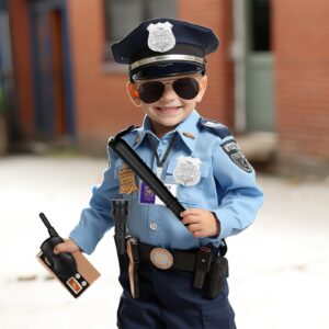 3 otters 9PCS Halloween Police Pretend Play Toy Set, Police Accessories for Kids Include Badge, Handcuffs, Walkie, and More for Dress Up Party, Role-playing