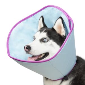 barkless dog cone, soft cone for puppies and cats after surgery to stop licking, adjustable elizabethan collar, neuter cone of shame alternatives, lightweight dog recovery collar (light blue, s)