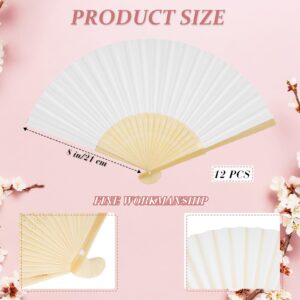 Paterr 24 Pcs 33'' Paper Umbrellas 8'' Paper Fans Decorative Chinese Japanese Parasol DIY Oiled Paper Painting Crafts for Wedding Bridal Party Favor Photography Prop, White