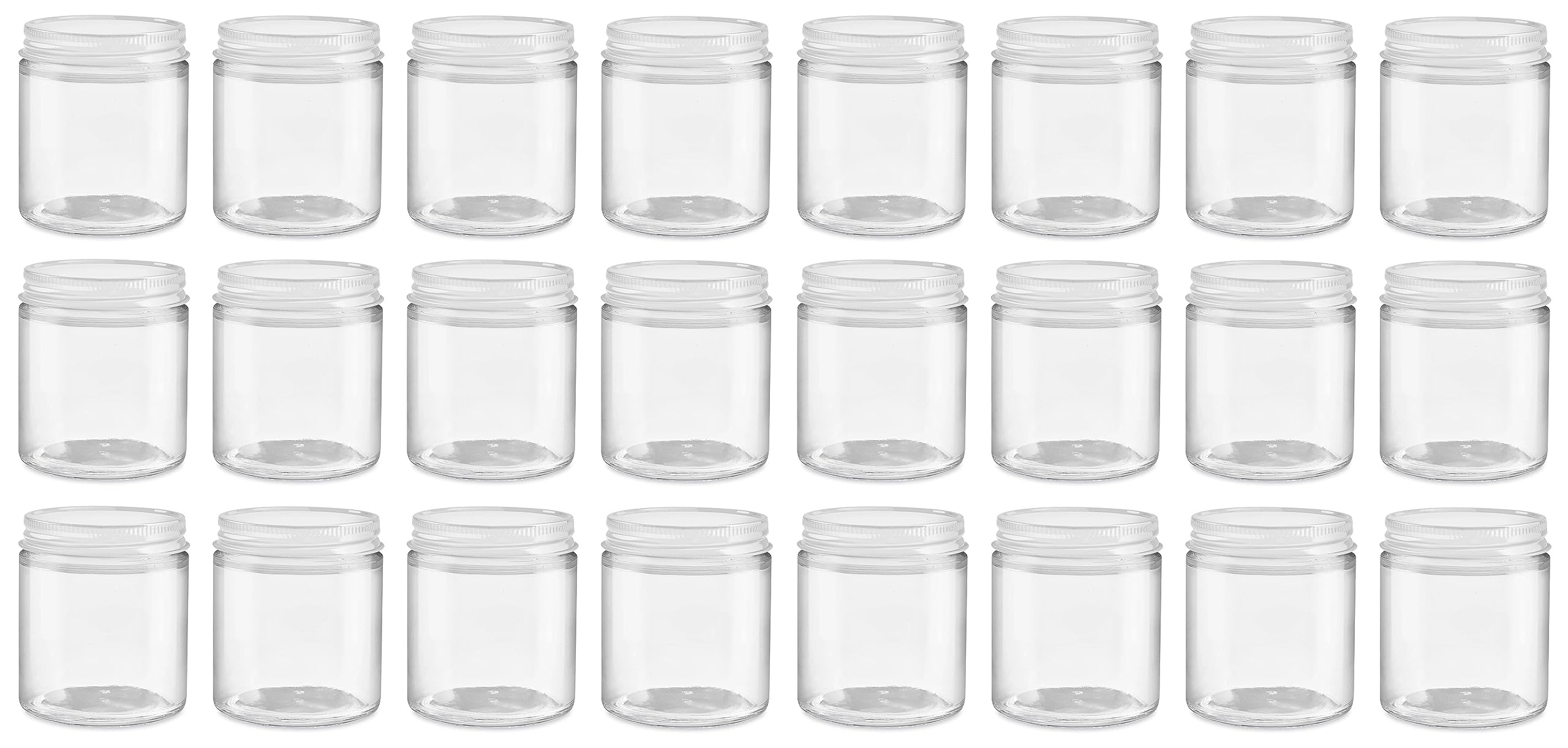 North Mountain Supply 4 Ounce Clear Glass Straight Sided Mason Canning Jars - With 58mm White Metal Lids - Case of 24