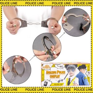 3 otters 9PCS Halloween Police Pretend Play Toy Set, Police Accessories for Kids Include Badge, Handcuffs, Walkie, and More for Dress Up Party, Role-playing