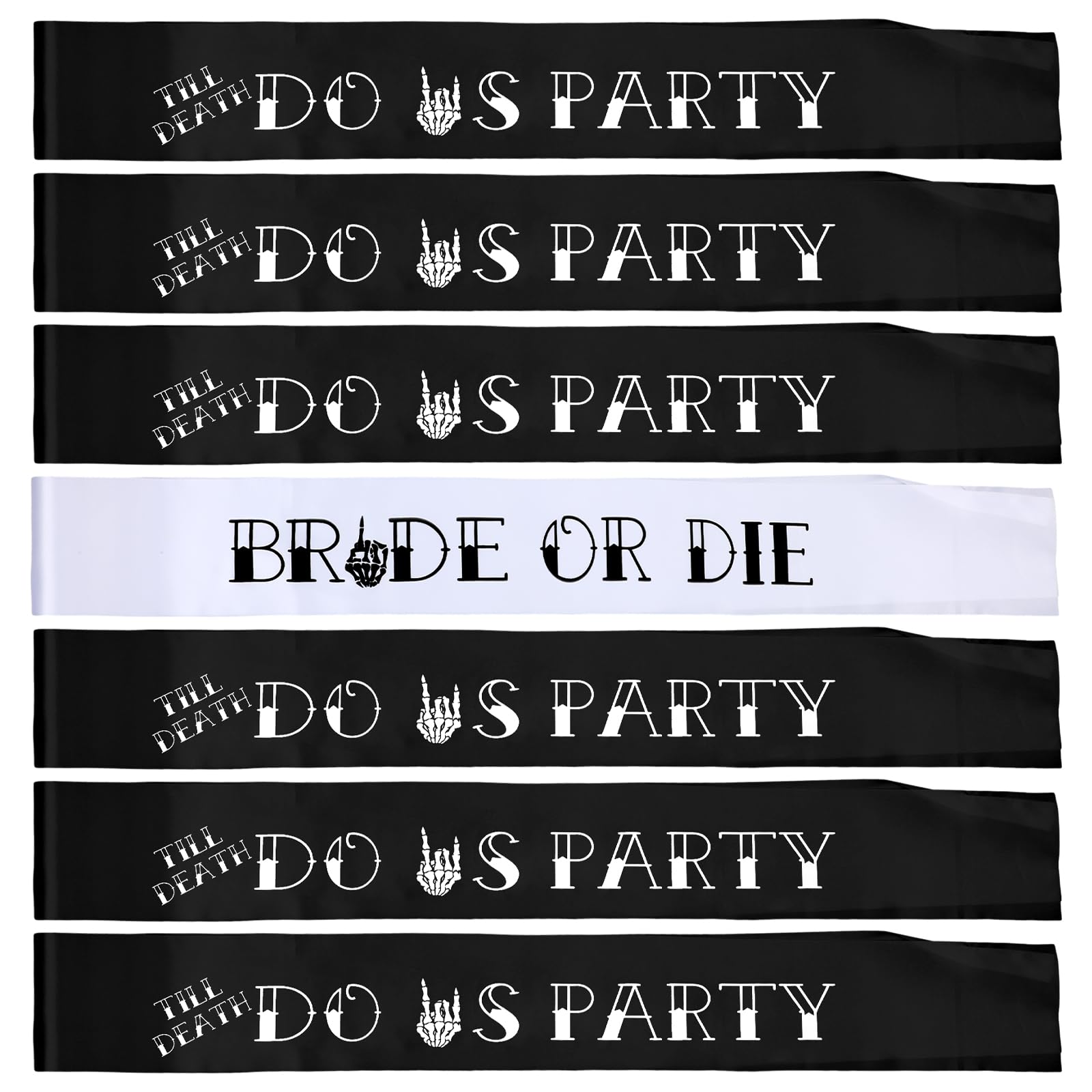 Panitay 7 Pcs Hen Party Sash Bride or Die Bachelorette Party Decorations 1 White Bride or Die Sash 6 Black Till Death Do Us Party Sash for Bridal Shower Wedding Hen Engagement