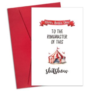 ogeby funny boss’s day card gifts for boss women men, cute boss day card for him her, boss appreciation card from employee staff, ringmaster of this shitshow