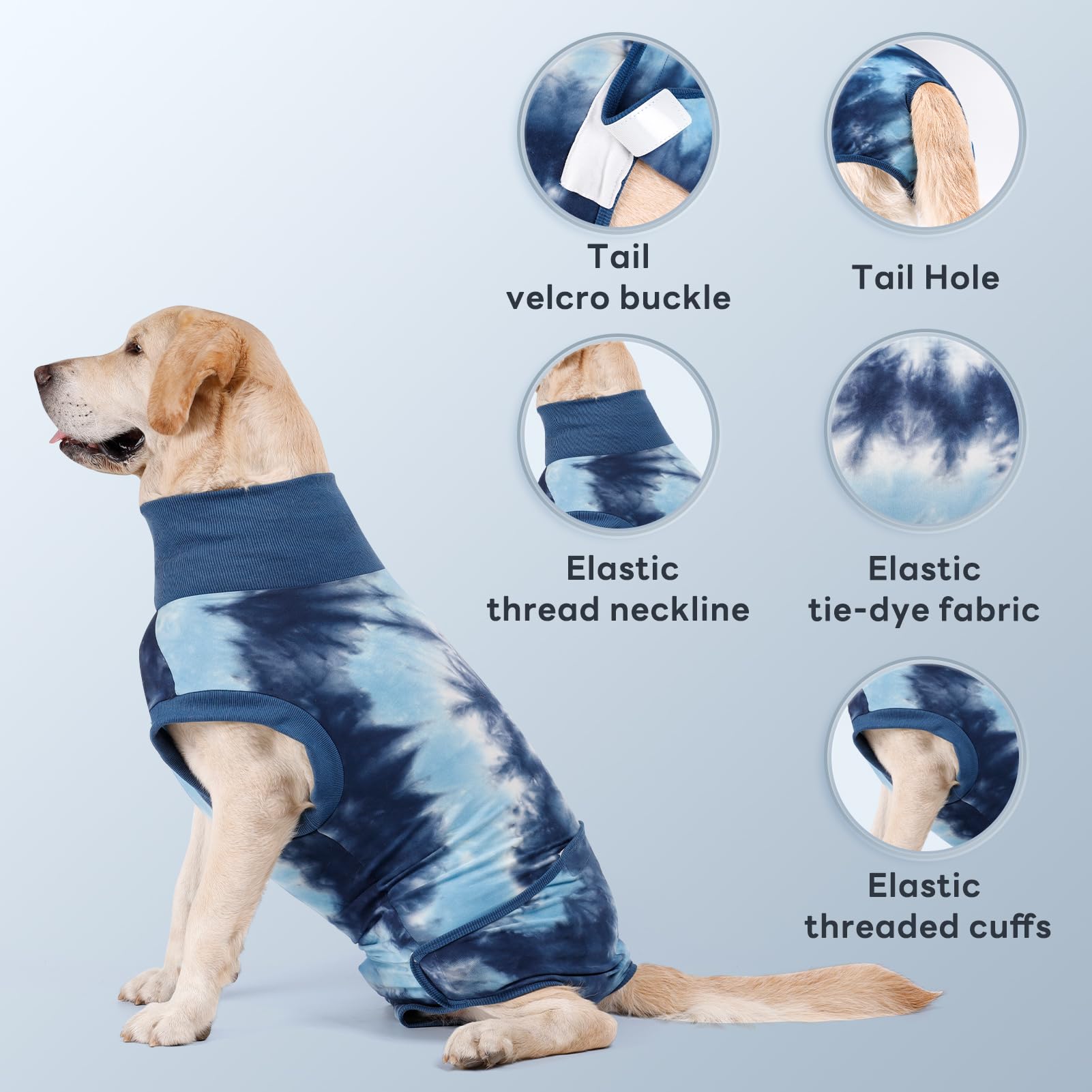 Susici Dog Recovery Suit After Surgery Dog Onesies Cone Surgical Recovery, Dog Pajamas Breathable Soft Stretch Prevent Licking for Abdominal Wound Badage (S)