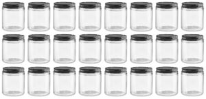 north mountain supply 4 ounce clear glass straight sided mason canning jars - with 58mm black metal lids - case of 24