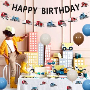 Construction Birthday Banner, Truck Happy Birthday Banner Garland for Boys Girls, Heavy Truck Semi Truck Happy Birthday Banner for Transportation Theme Birthday Party Baby Shower