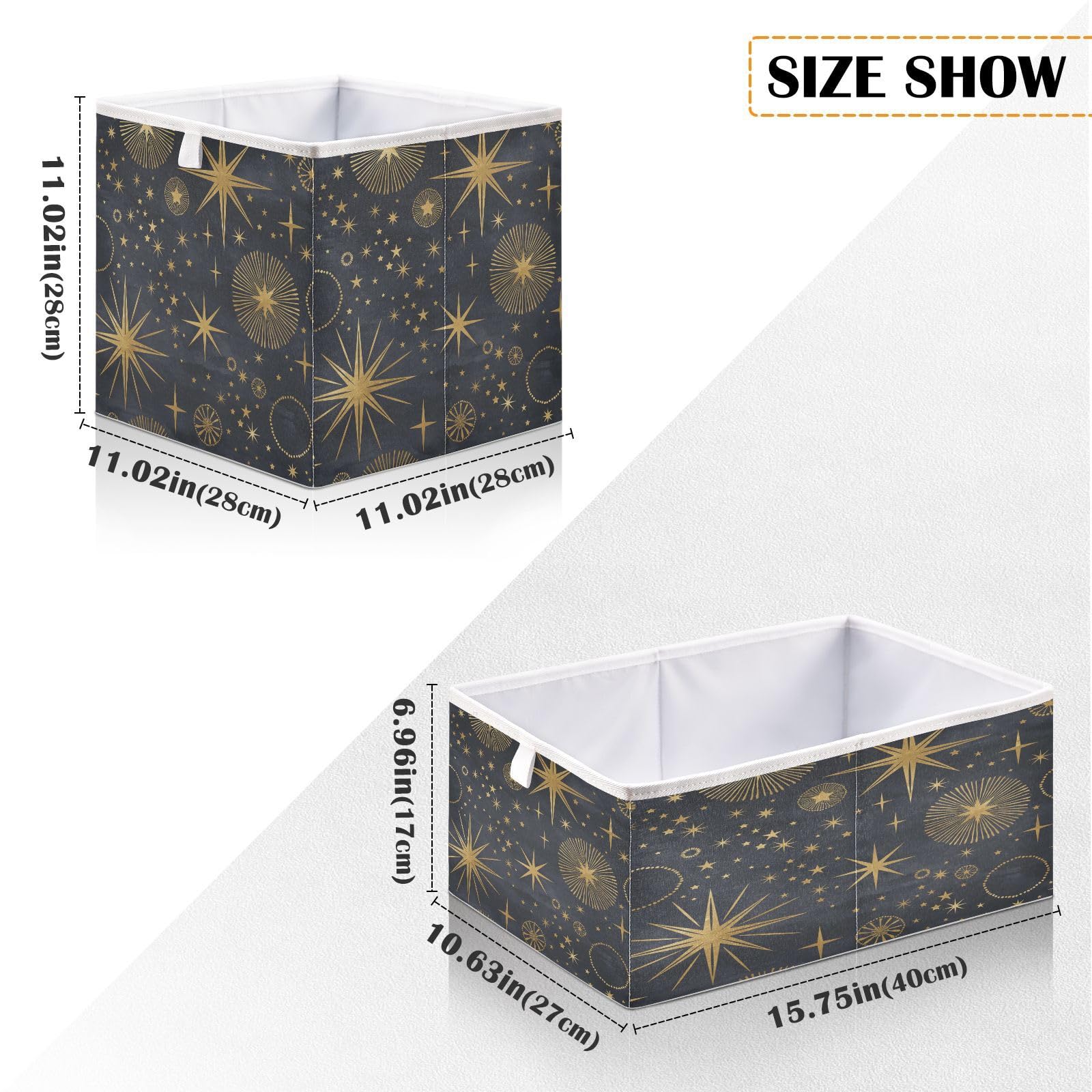 Kigai Celestial Cube Storage Bins - 11x11x11 In Large Foldable Storage Basket Fabric Storage Baskes Organizer for Toys, Books, Shelves, Closet, Home Decor