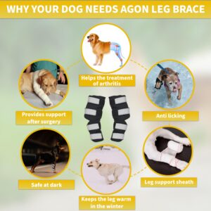 AGON Dog Hock Brace Supportive Pair Hock Joint Brace with Metal Strings and Reflective Wraps Compression Straps Canine Back Leg Protects Wounds. Heals Injuries Sprains Loss Stability by Arthritis