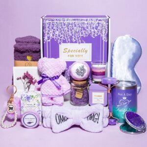 birthday gifts for women,gifts for her purple gifts basket for women lavender relaxing gift set self care package unique female gift ideas birthday presents female friendship gifts christmas gifts