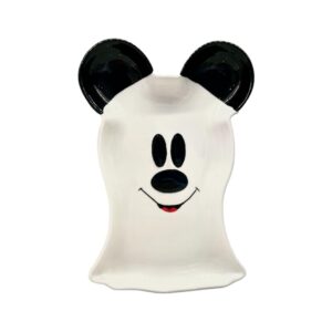 disney halloween mickey mouse ghost serving tray and spoon rest | cute ceramic housewarming gifts for men and women and kids | official disney licensee | 1 tray