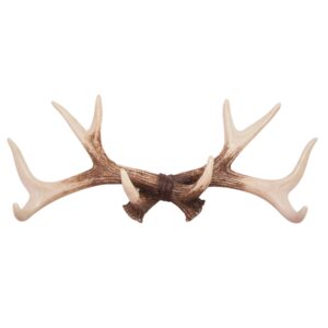 wowser rustic deer antler wall mounted hook rack - 14.75 inches, 4 hooks