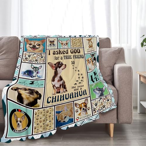 Chihuahua Dog Blanket Dog Decor Throw Blanket Super Warm Soft Plush Lightweight Fleece Flannel Cute Animal Blanket Gifts for Girls Baby Kids Women Boys for Winter Couch Bedding 40"X50"