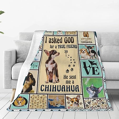 Chihuahua Dog Blanket Dog Decor Throw Blanket Super Warm Soft Plush Lightweight Fleece Flannel Cute Animal Blanket Gifts for Girls Baby Kids Women Boys for Winter Couch Bedding 40"X50"