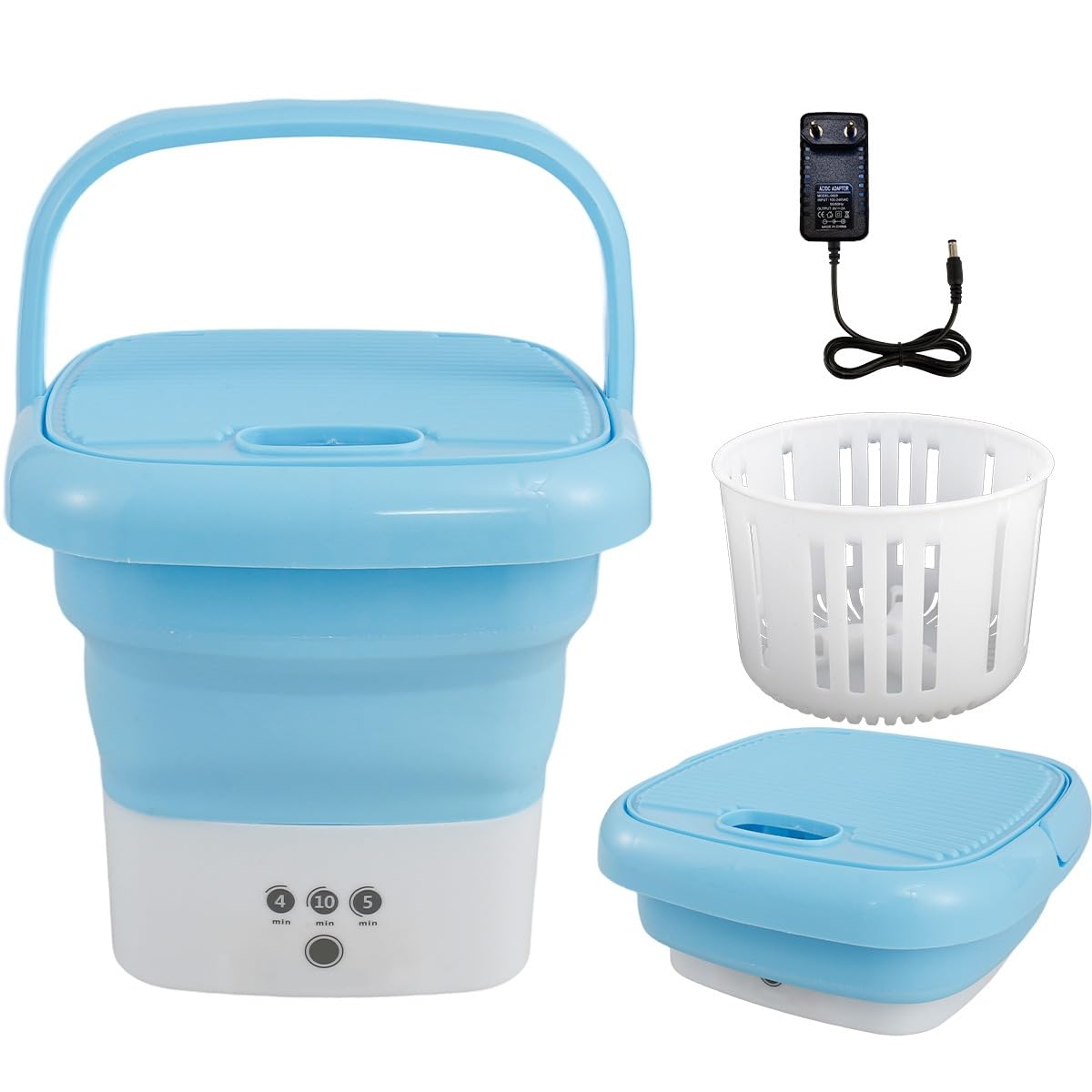 Washing Machine Portable, Mini Foldable Washer and Spin Dryer Small Foldable Bucket Washer for Camping, RV, Travel, Small Spaces, Lightweight and Easy to Carry (Plastic Blue)