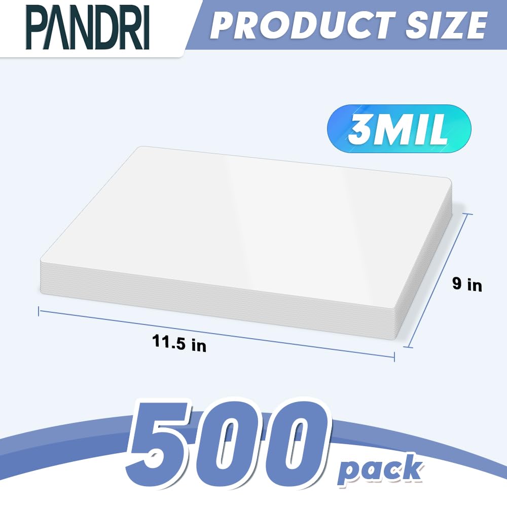 Laminating Sheets, PANDRI 500 Pack Thermal Laminator Pouches Holds 8.5 x 11 Inch, 3 Mil Clear Laminator Paper 9 x 11.5 Inch, Letter Size