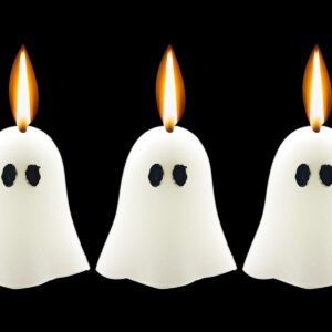 3 pcs Halloween Ghost Candles White Skeleton Novelty Candles Horror and Novelty Decor, Home Decorative Themed Candles Halloween Spooky Weird Candles for Halloween, Scary Party (Ghost Candle)