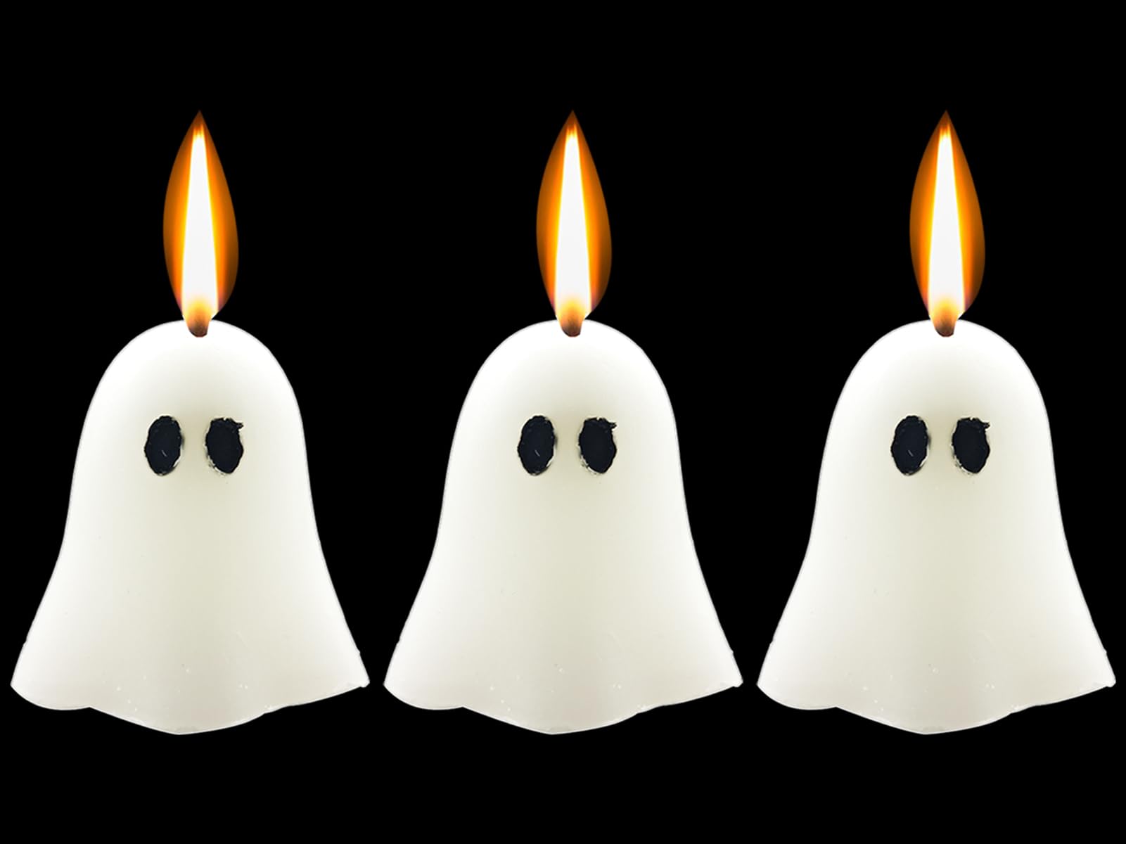 3 pcs Halloween Ghost Candles White Skeleton Novelty Candles Horror and Novelty Decor, Home Decorative Themed Candles Halloween Spooky Weird Candles for Halloween, Scary Party (Ghost Candle)