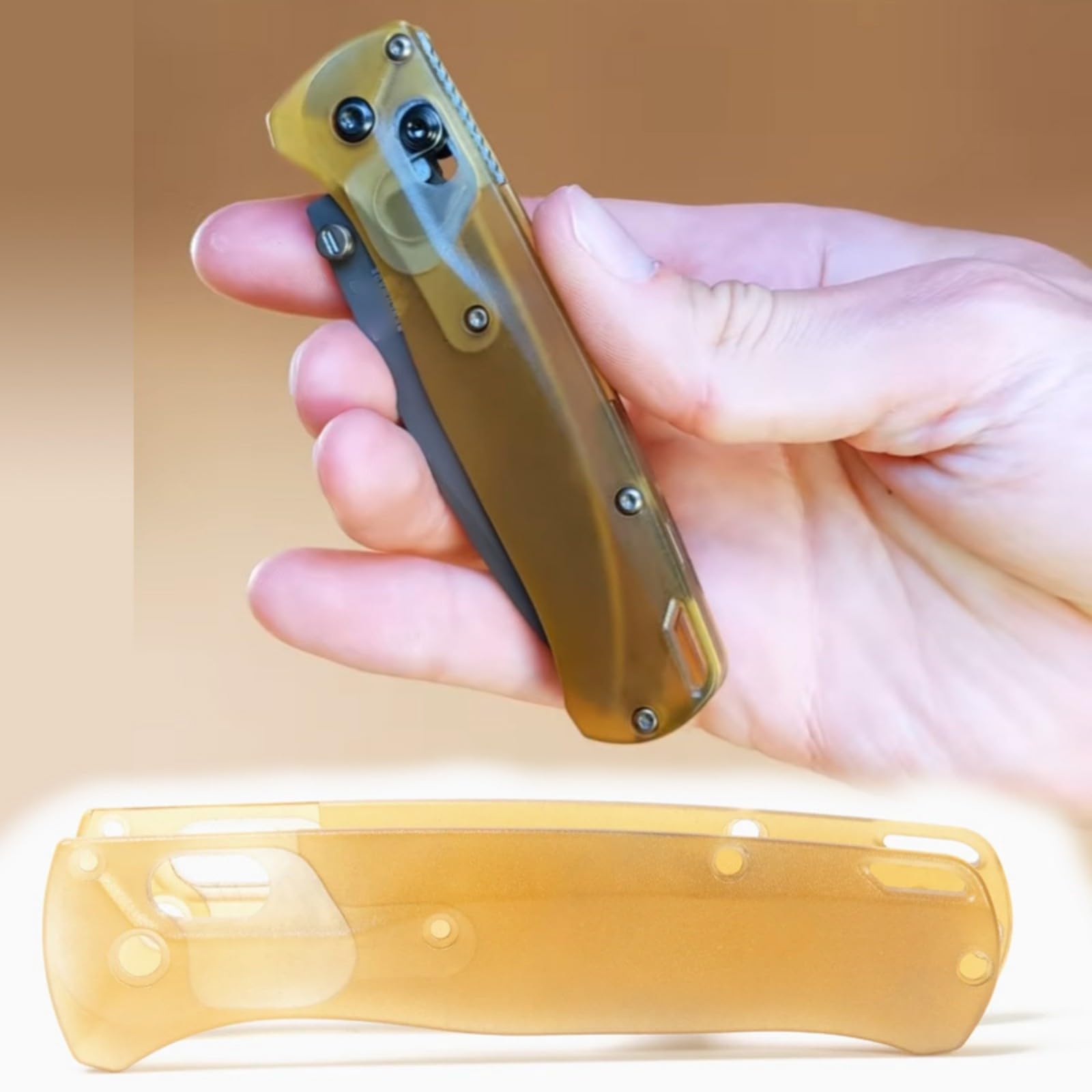 Knife Handle Cover Sleeve Yellow Perspective Knife Modification Good Looking Attachments Accessory Custom Crossfade Ultem Scales Fit for Benchmade Bugout 535,NOT INCLUDE KNIFE