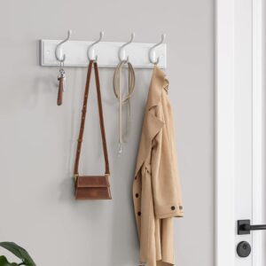 SONGMICS Set of 2 Wall-Mounted Coat Rack, Hook Rack, 8 Dual Metal Hooks, for Coats, Bags, Keys, in The Entryway, Bedroom, Living Room, White ULHR232W01