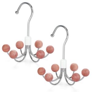 TOPIA HANGER Hoodie Hangers 2-Pack with 6 Cedar Balls, 360°Swivel Purse Hanger, Scarf Hanger, Closet Hooks, Handbag Organizer, Bra Hanger, Accessory Organizers for Scarf, Tanktop, Hat, Hoodie CT43C