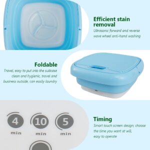 Washing Machine Portable, Mini Foldable Washer and Spin Dryer Small Foldable Bucket Washer for Camping, RV, Travel, Small Spaces, Lightweight and Easy to Carry (Plastic Blue)