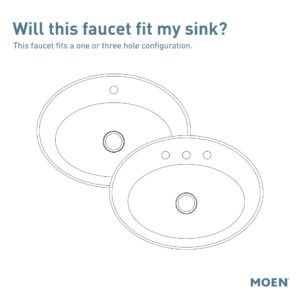 Moen Revyl Matte Black One-Handle Single Hole Modern Bathroom Sink Faucet with Optional Deckplate and Spring Loaded Drain Assembly, 84771BL