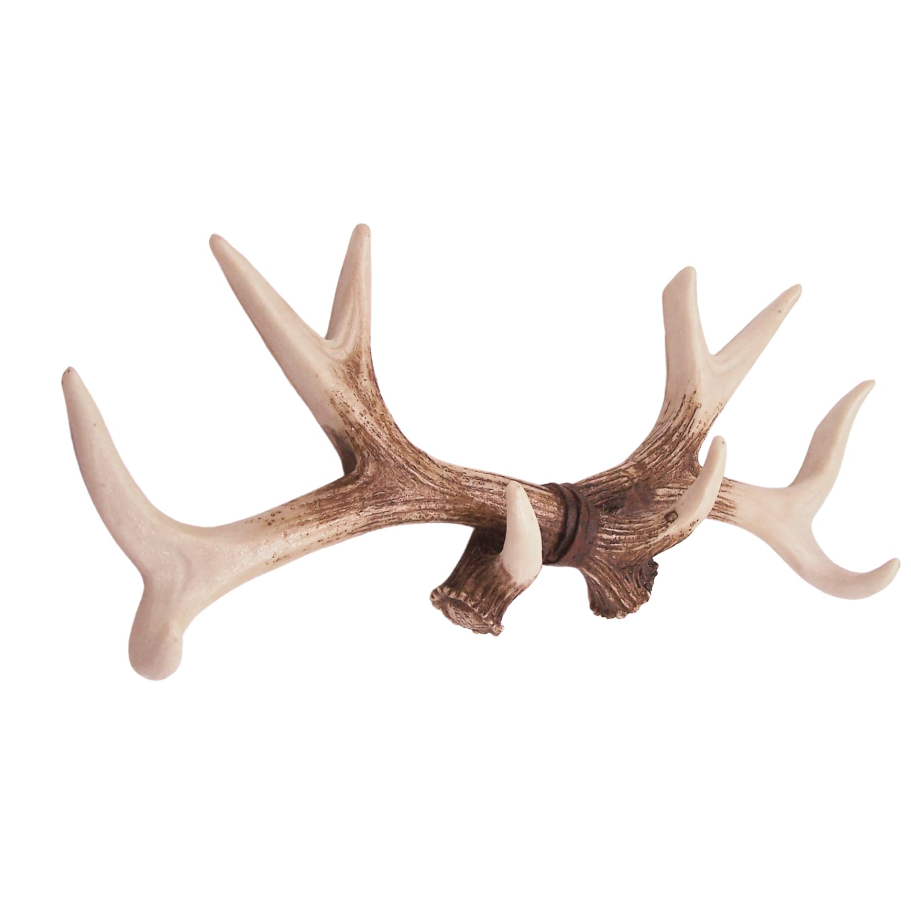 Wowser Rustic Deer Antler Wall Mounted Hook Rack - 14.75 Inches, 4 Hooks