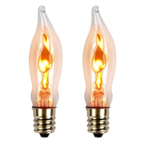 ohlgt flicker flame light bulb for hallowwen christmas decorative 3 watt, 120v, e12 flame candelabra light bulbs（2 packs）