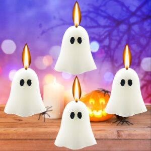 3 pcs Halloween Ghost Candles White Skeleton Novelty Candles Horror and Novelty Decor, Home Decorative Themed Candles Halloween Spooky Weird Candles for Halloween, Scary Party (Ghost Candle)