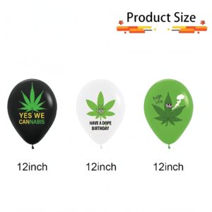 CYMYLAR 23pcs Weed Marijuana Balloons And Banner/Lip Smoking Balloons/Cannabis Birthday Themed Party/Lets Get Lit /Marijuana Theme Decorations/Weed Aluminum Balloon/Weed Balloons Party Supplies