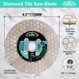 LEKOMESH 4.5 Inch/115MM Diamond Cutting Disc - Tile Saw Blade Cutting Wheel Double-sided Diamond Discs for Cutting Grinding Porcelain Ceramic Tile Marble Granite,5/8"-11 Thread