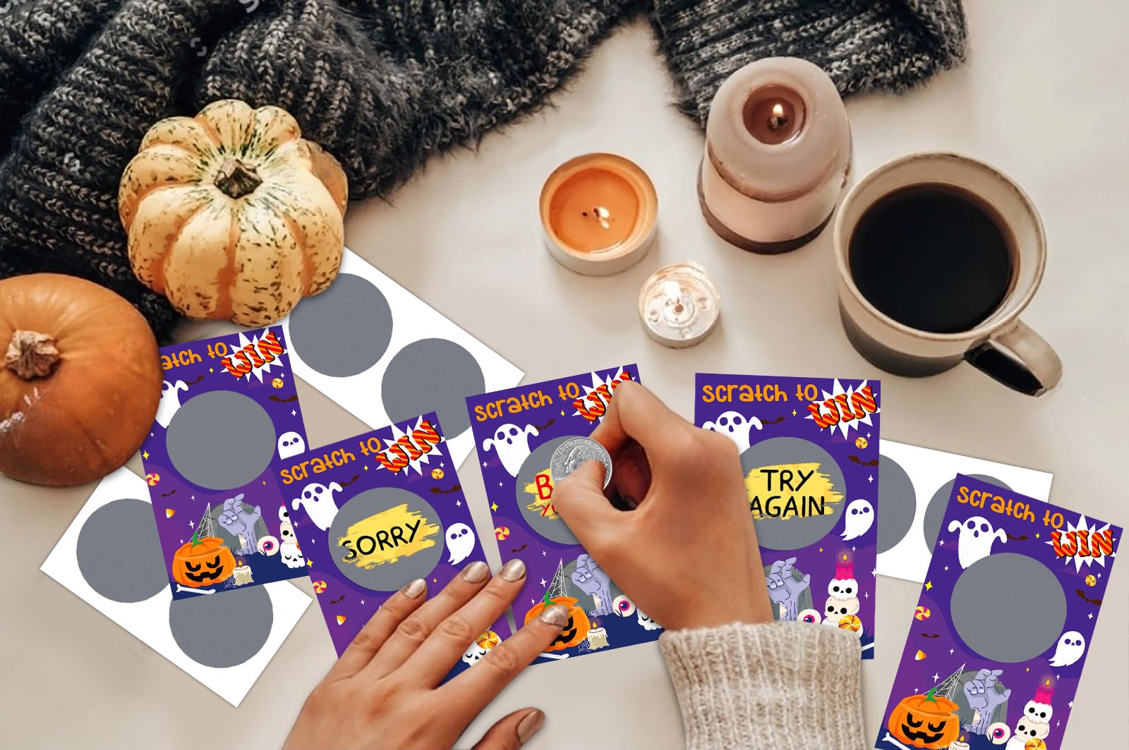 WaaHome Halloween Scratch Off Cards for Kids Adults 28 Players Ghost Scratch Off Cards for Halloween Baby Shower Birthday Party Supplies Favors Classroom Family Activities Prizes