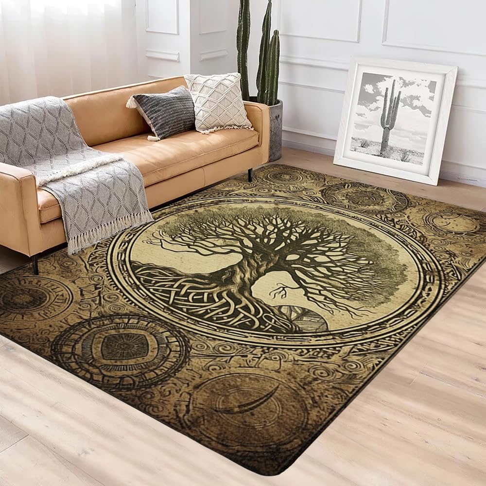 Tree of Life Celtic Rug - Tree of Life Rug Tree of Life Decor Viking Carpet Microfiber Area Rugs Viking Decor Machine Washable Rug Viking Nonslip Rug Viking Large Area Rug Viking Indoor Outdoor Rugs