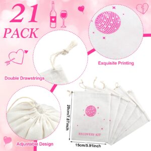 Clysee 21 Pcs Hangover Gift Bags Bulk 5.91'' x 7.87'' Bachelor Party Favors Cotton Drawstring Kit Bag for Wedding Bridal Shower Hangover Survival Recovery Guest Bridesmaid Bachelorette Party Supplies