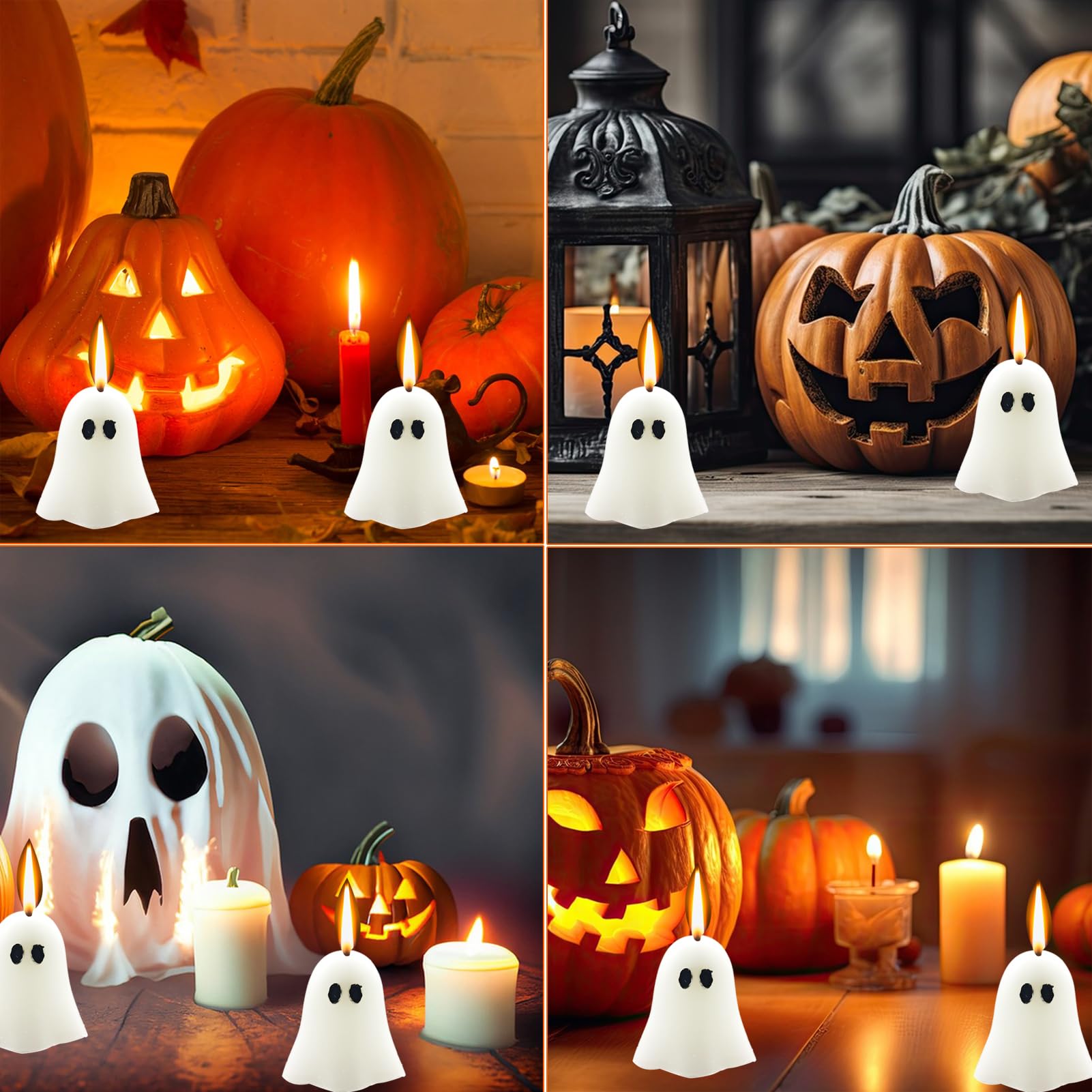 3 pcs Halloween Ghost Candles White Skeleton Novelty Candles Horror and Novelty Decor, Home Decorative Themed Candles Halloween Spooky Weird Candles for Halloween, Scary Party (Ghost Candle)