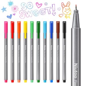 stocking stuffers for kids teens adults, cute colored pens, 10-color aesthetic drawing pens fine tip markers journaling pen set, fun stationary, scrapbook supplies, school supplies, christmas gifts