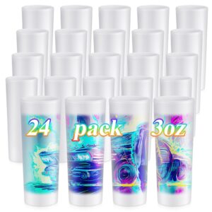 hsei 24 pcs sublimation frosted shot glasses 3 oz shot glasses sublimation blanks personalized sublimation glass cups with heavy base for wine beer vodka whiskey espresso