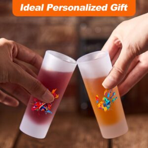 Hsei 24 Pcs Sublimation Frosted Shot Glasses 3 oz Shot Glasses Sublimation Blanks Personalized Sublimation Glass Cups with Heavy Base for Wine Beer Vodka Whiskey Espresso