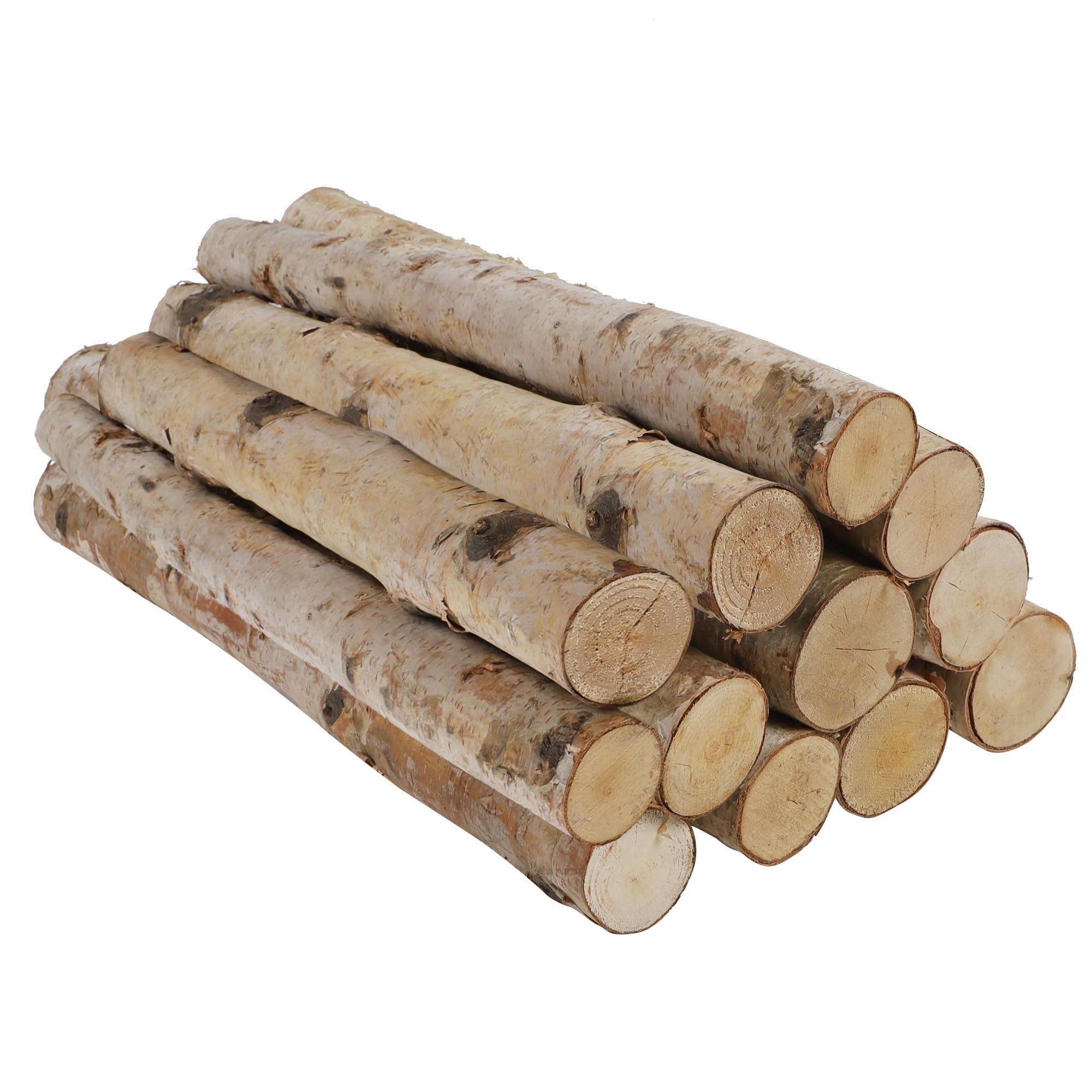 Sancodee 12 Pcs 16" Large White Birch Logs for Faux Fireplace Filler Decorative, Unfinished Wood for DIY Crafts, Wood Branches for Outdoor Indoor Electric Gas Mock Fireplace, Firebowl, Fire Pits