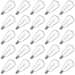 visterlite st38 led string light bulbs, 1.5 inches shatterproof led replacement bulbs for outdoor string lights, 1watt equvanlent to 7watt incandescant bulbs, e12 screw base, warm white, 25pack